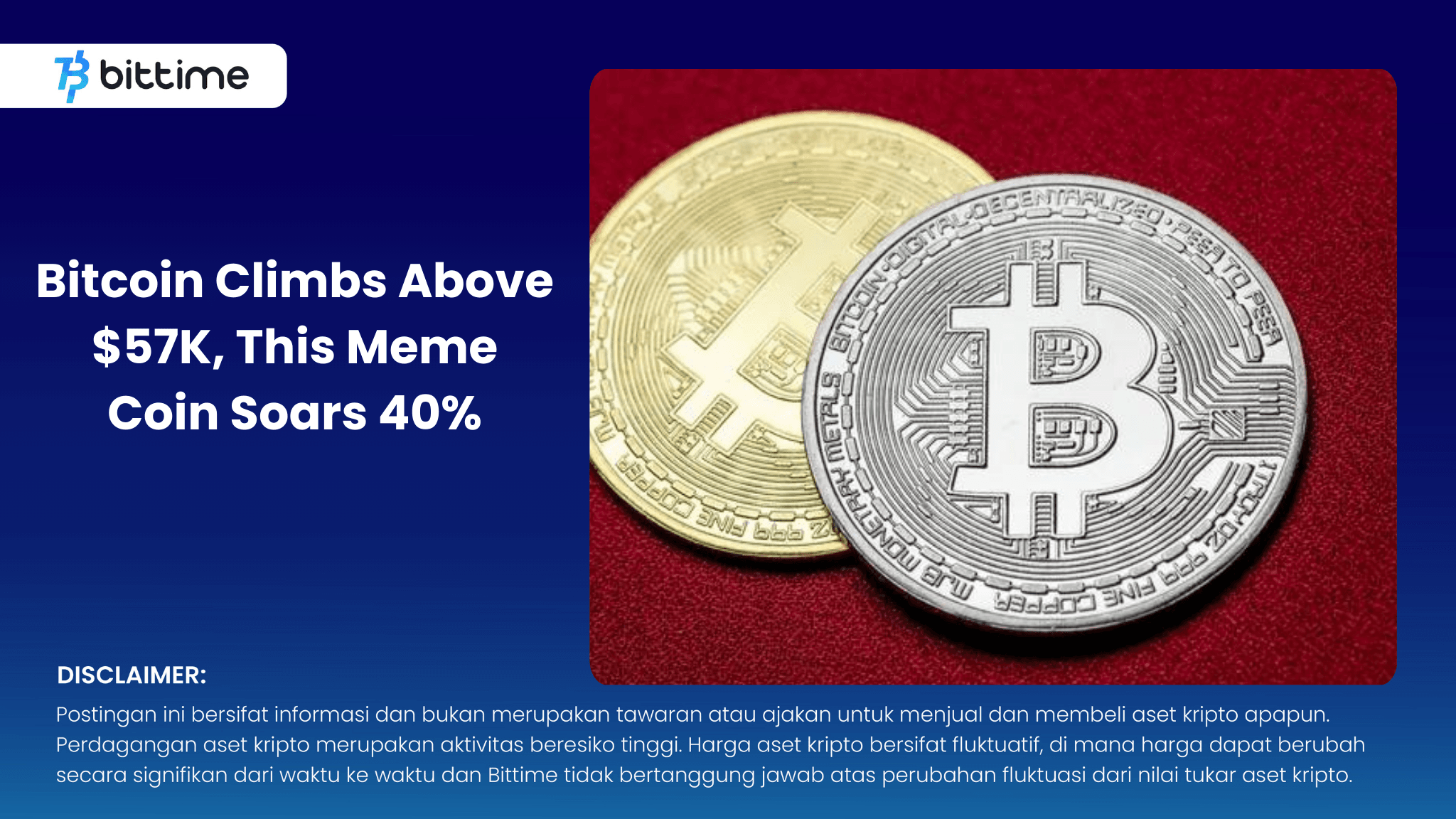 Bitcoin Climbs Above $57K, This Meme Coin Soars 40%