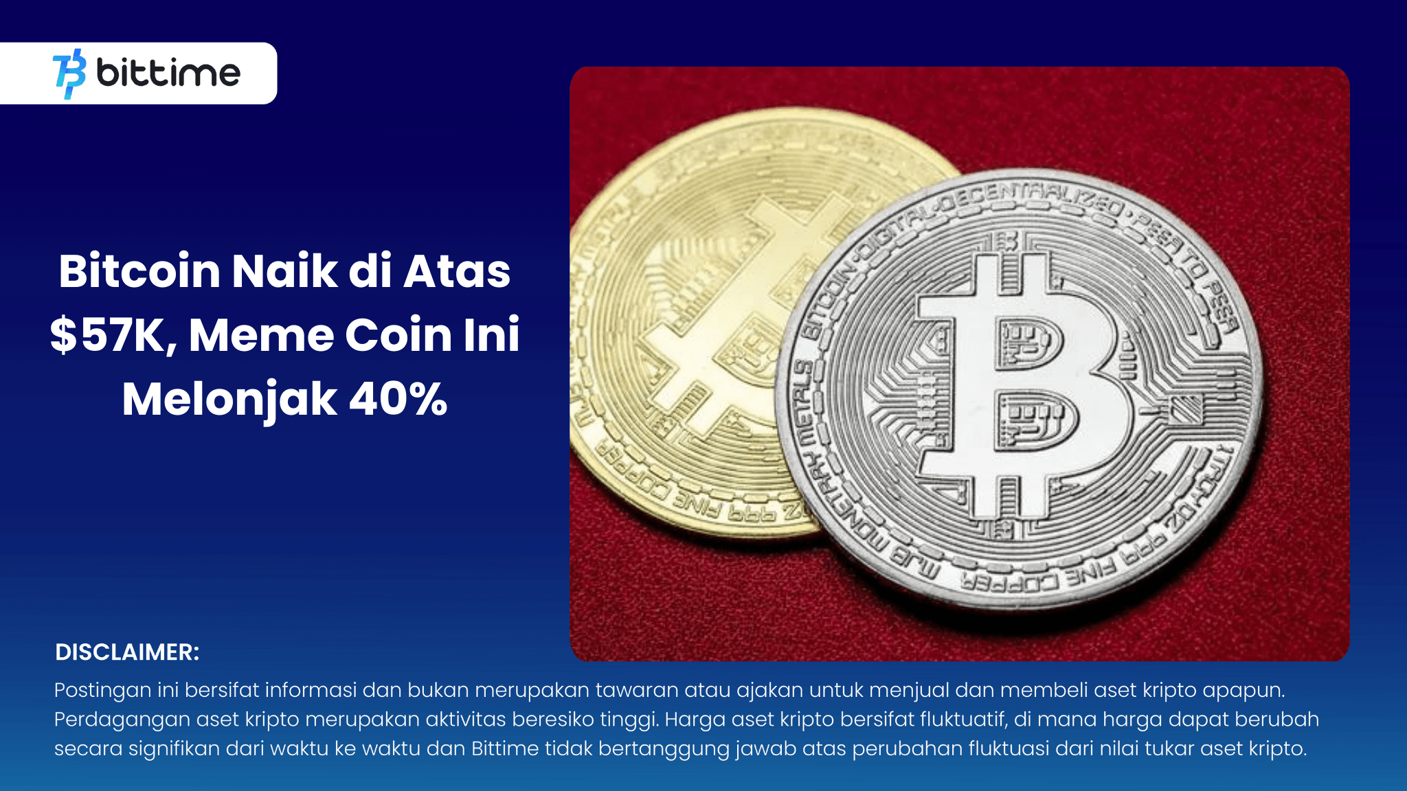 Bitcoin Naik di Atas $57K, Meme Coin Ini Melonjak 40%