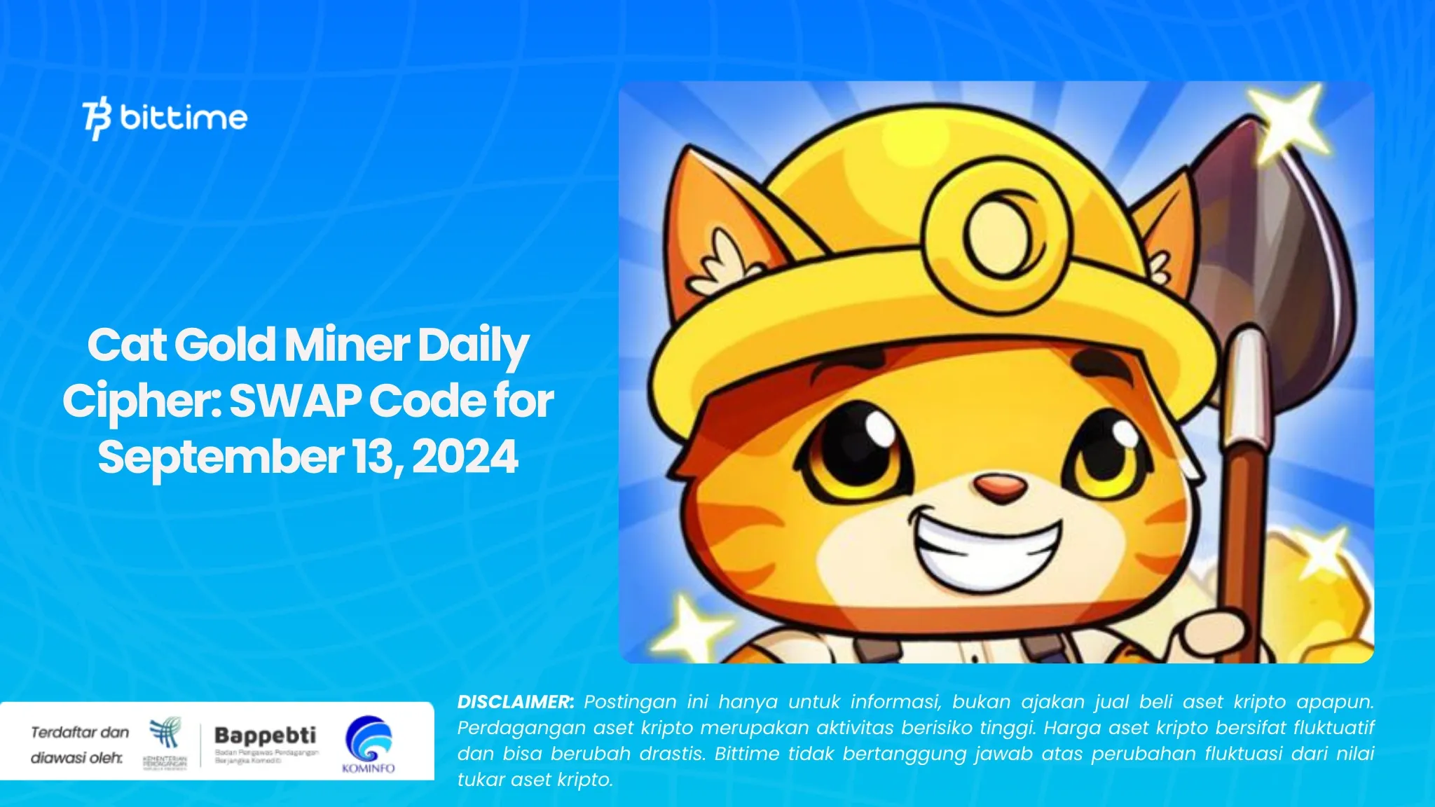 Cat Gold Miner Daily Cipher: SWAP Code for September 13, 2024