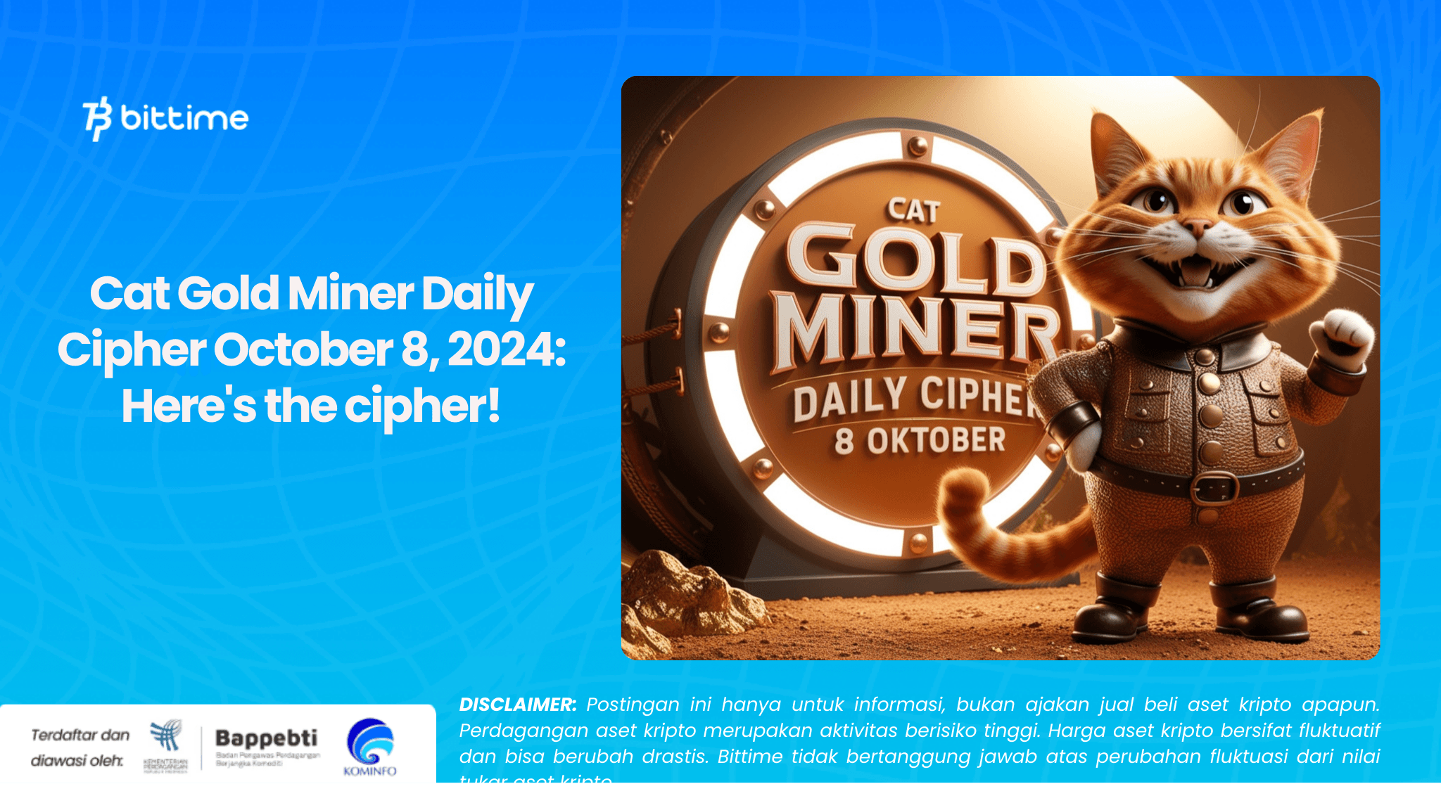 Cat Gold Miner Daily Cipher October 8, 2024: Here's the cipher!