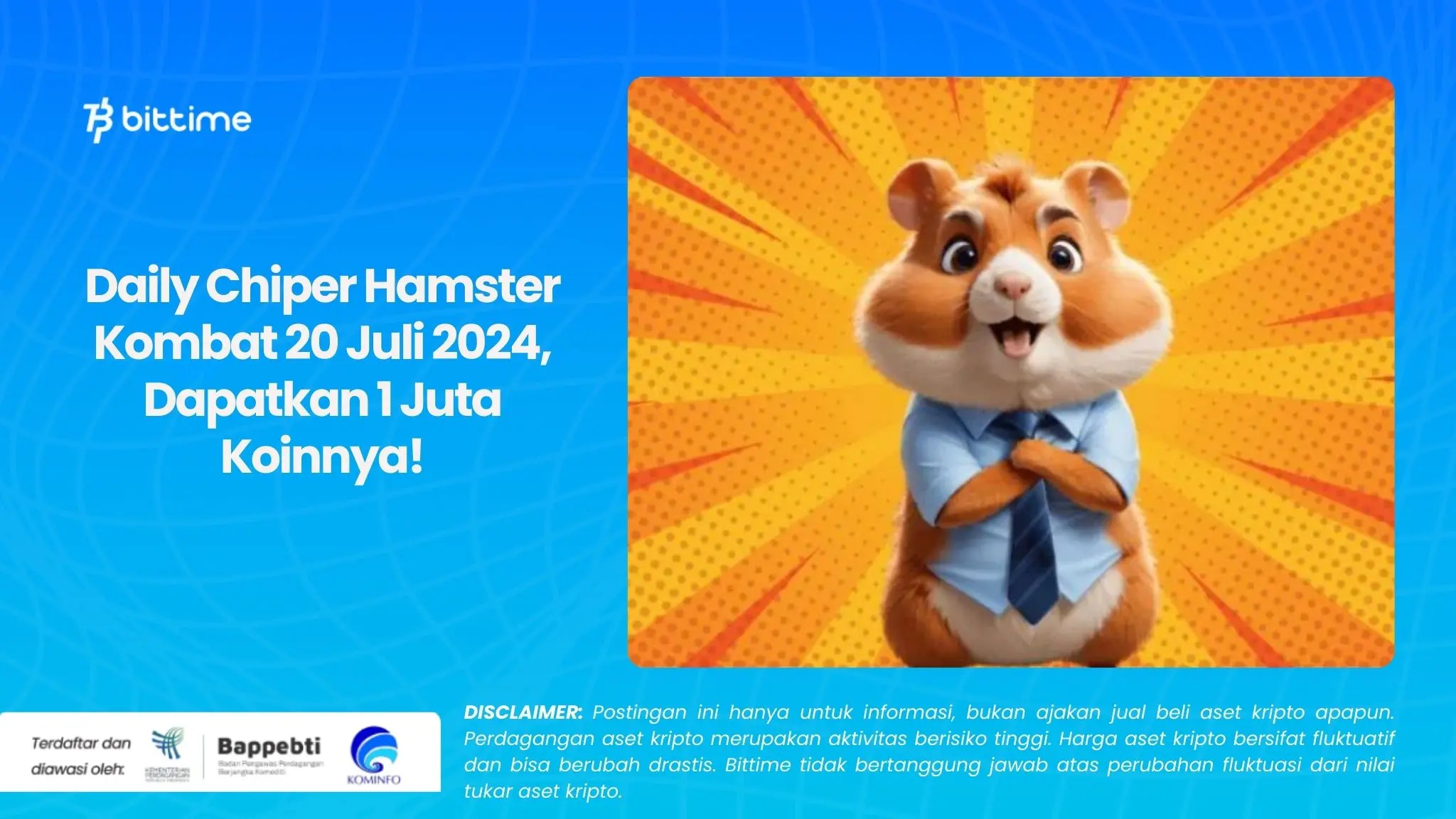 Daily Chiper Hamster Kombat 20 Juli 2024, Dapatkan 1 Juta Koinnya!