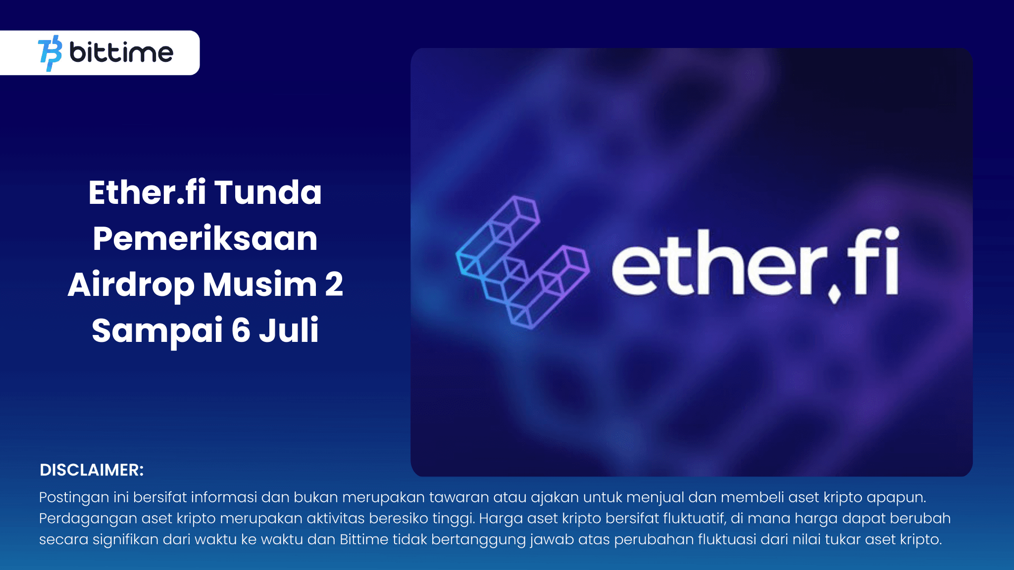 Ether.fi Tunda Pemeriksaan Airdrop Musim 2 Sampai 6 Juli