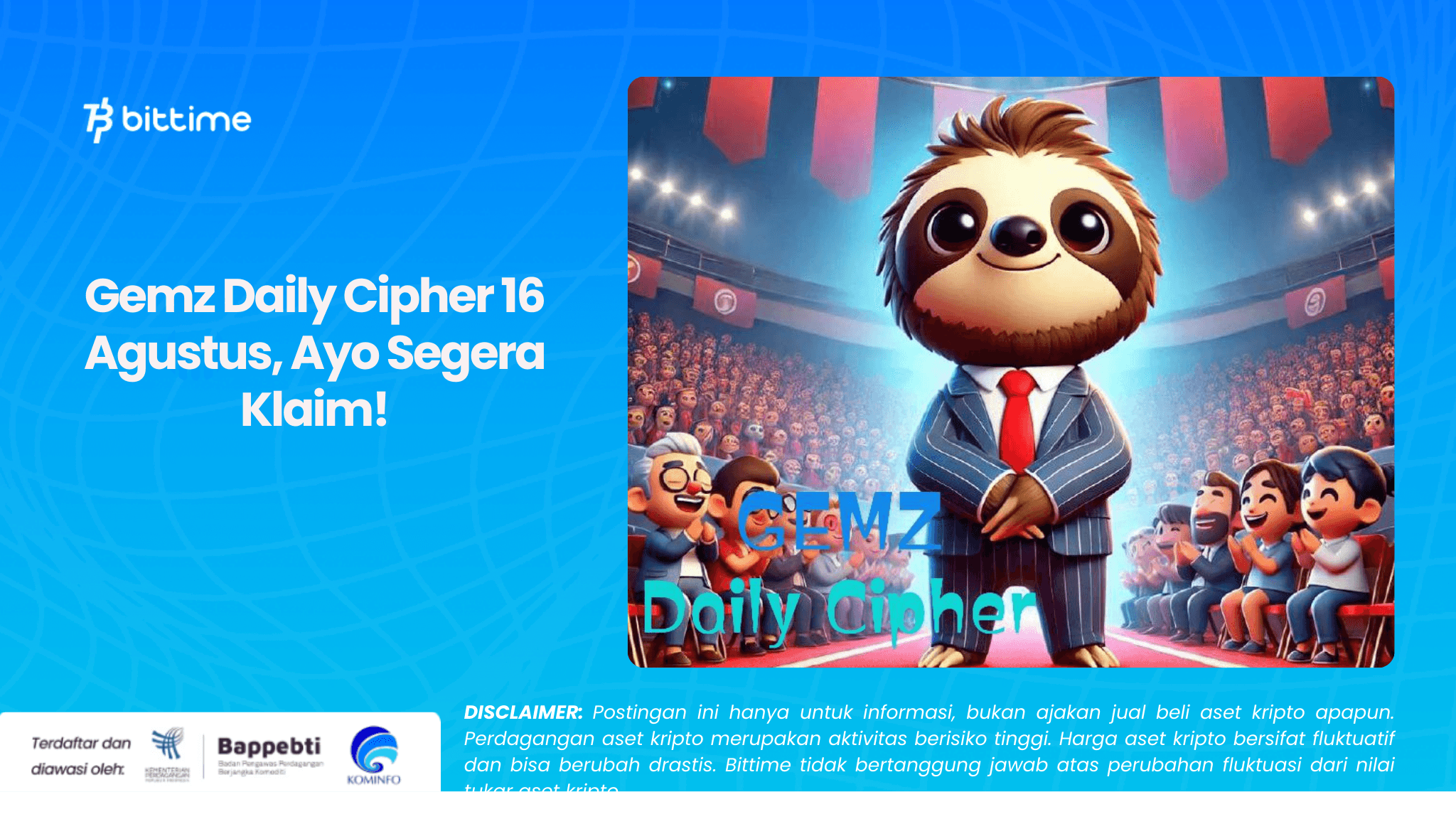 Gemz Daily Cipher 16 Agustus, Ayo Segera Klaim!