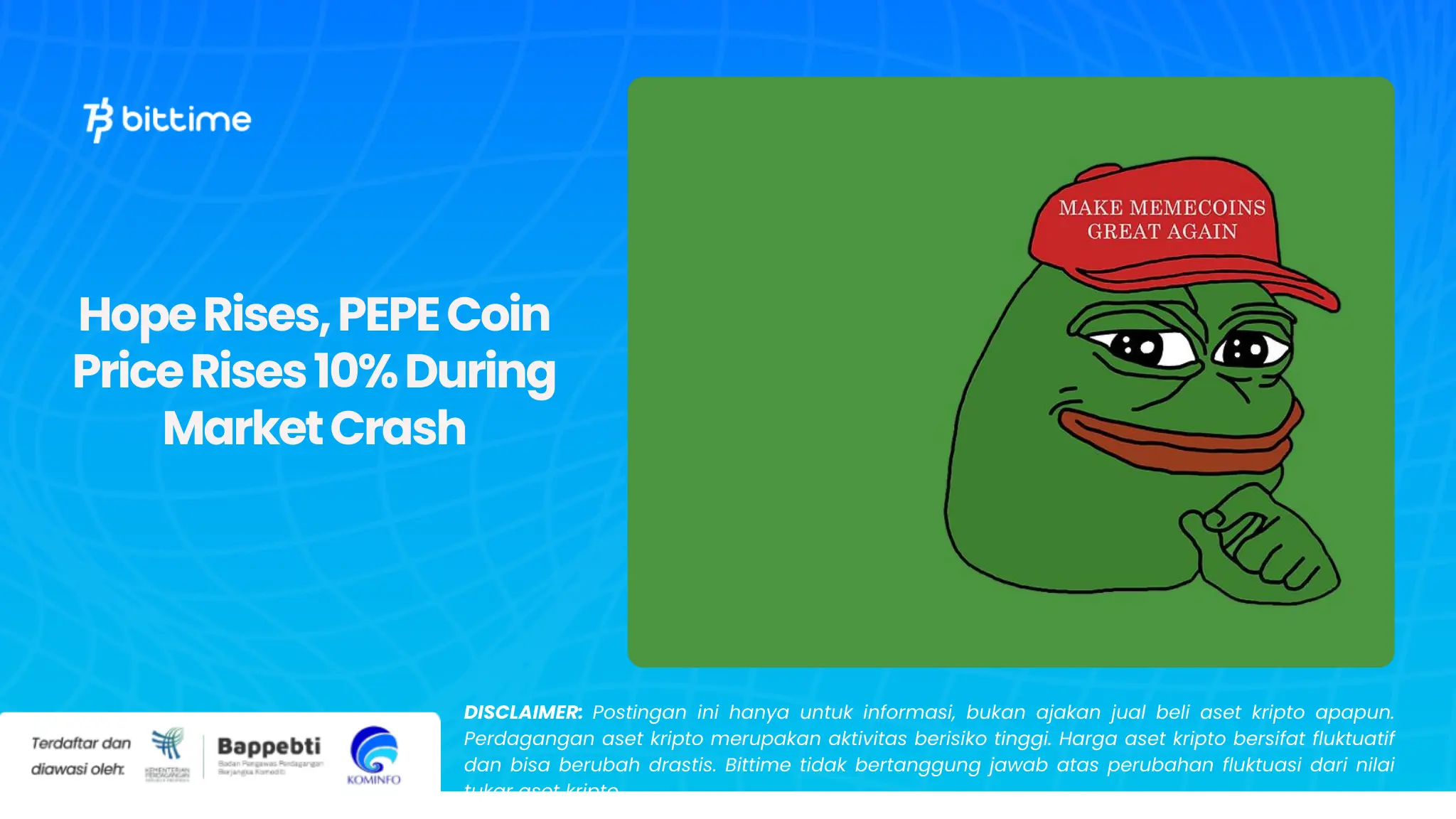 Hope Rises, PEPE Coin Price Rises 10% During Market Crash