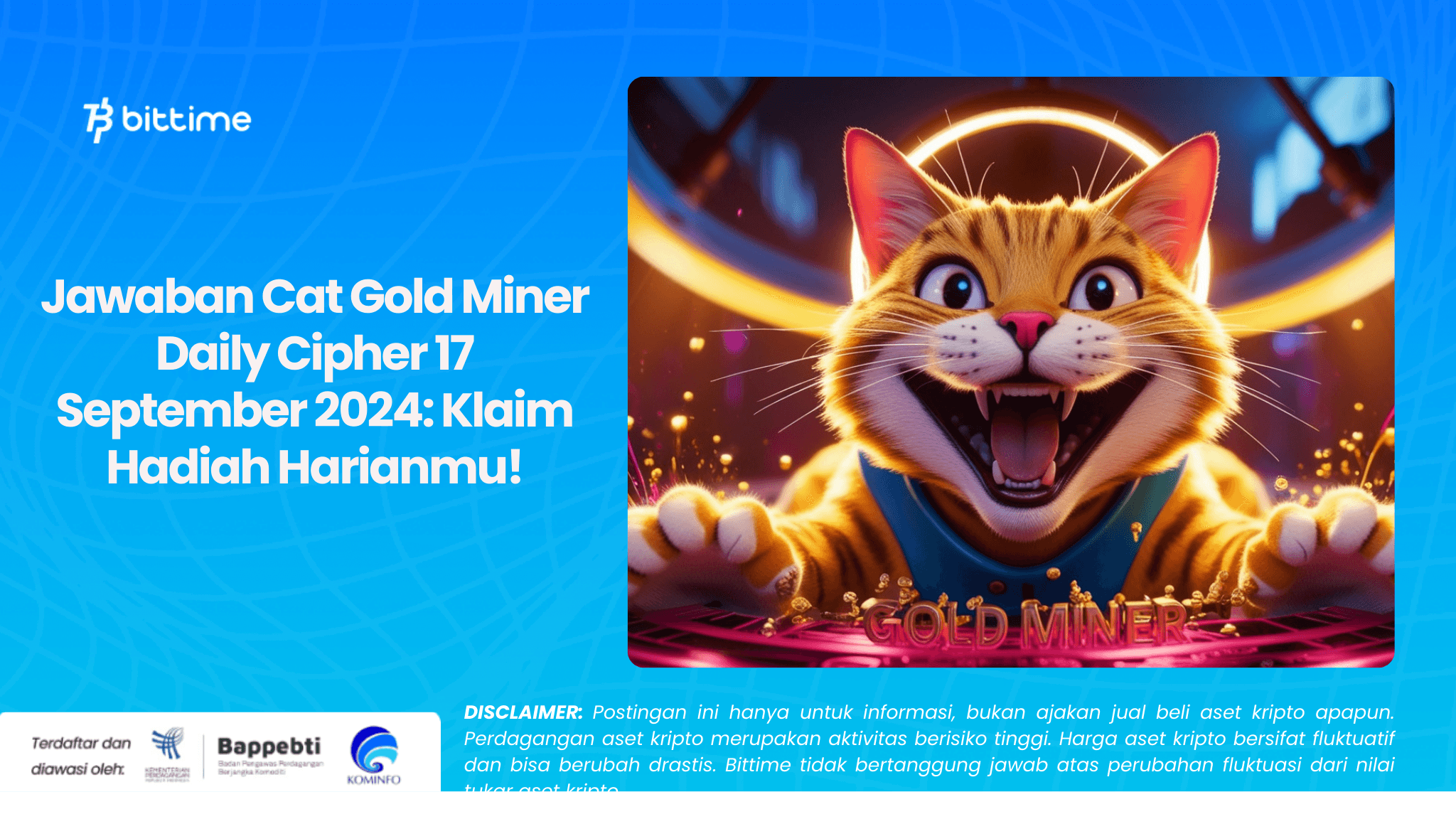 Jawaban Cat Gold Miner Daily Cipher 17 September 2024: Klaim Hadiah Harianmu!