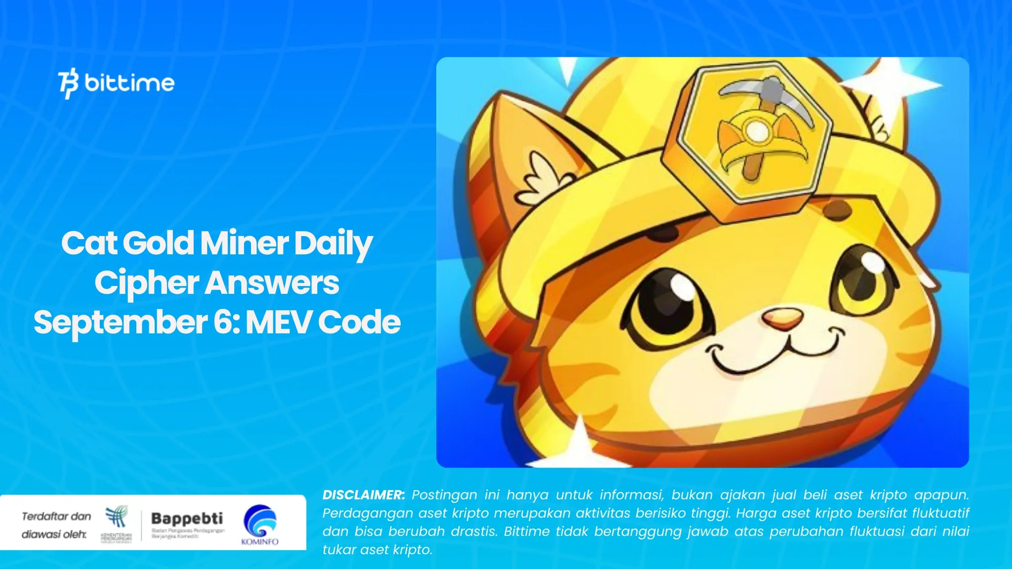 Cat Gold Miner Daily Cipher Answers September 6: MEV Code