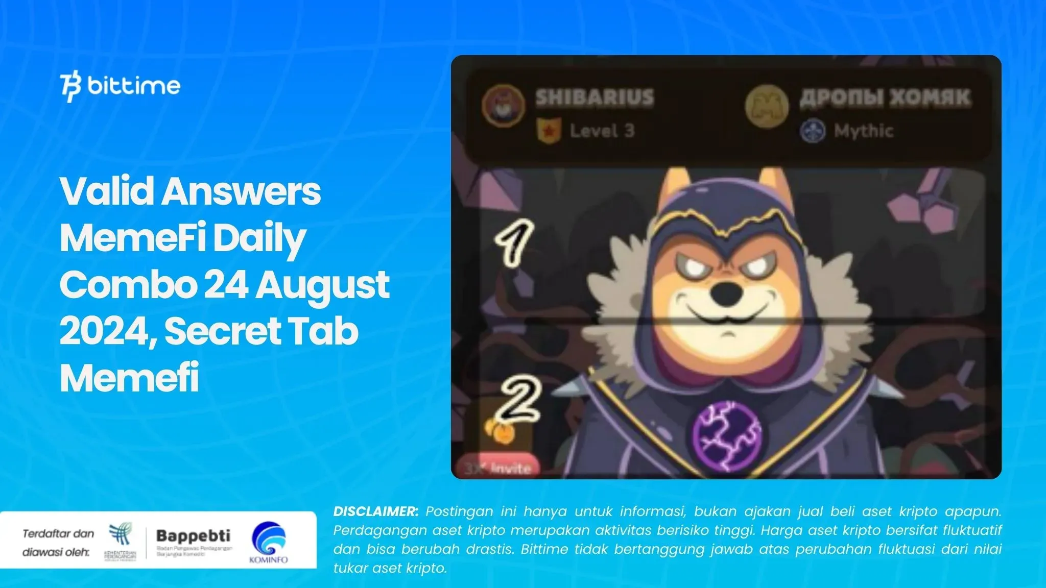 Valid Answers MemeFi Daily Combo 24 August 2024, Secret Tab Memefi