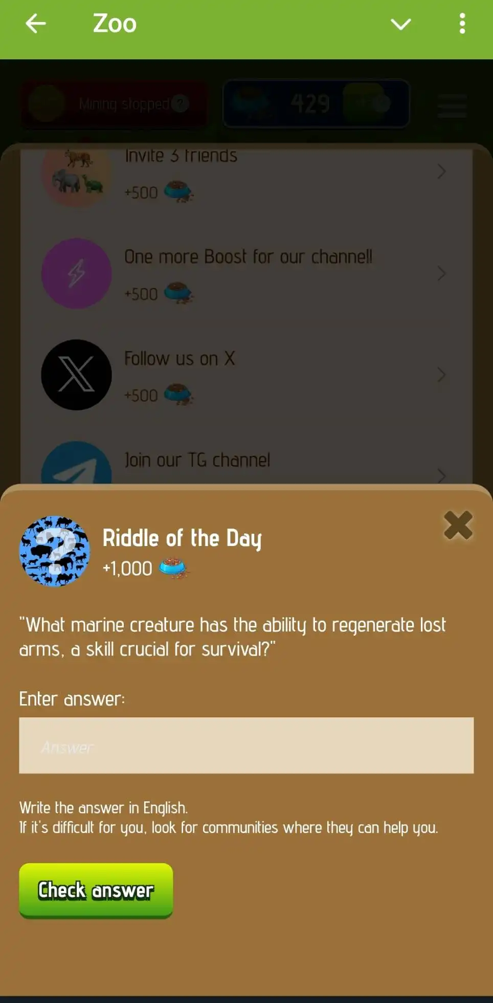 Zoo Riddle of the Day 11 January 2025 Latest