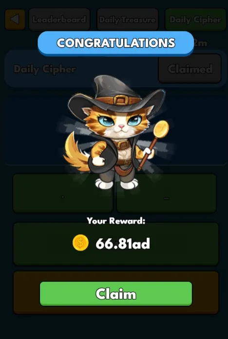 Cat Gold Miner Daily Cipher: Kode SWAP untuk 13 September 2024