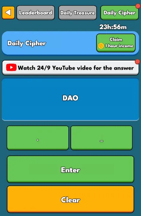 Cat Gold Miner Daily Cipher September 24: Today's Cipher Code