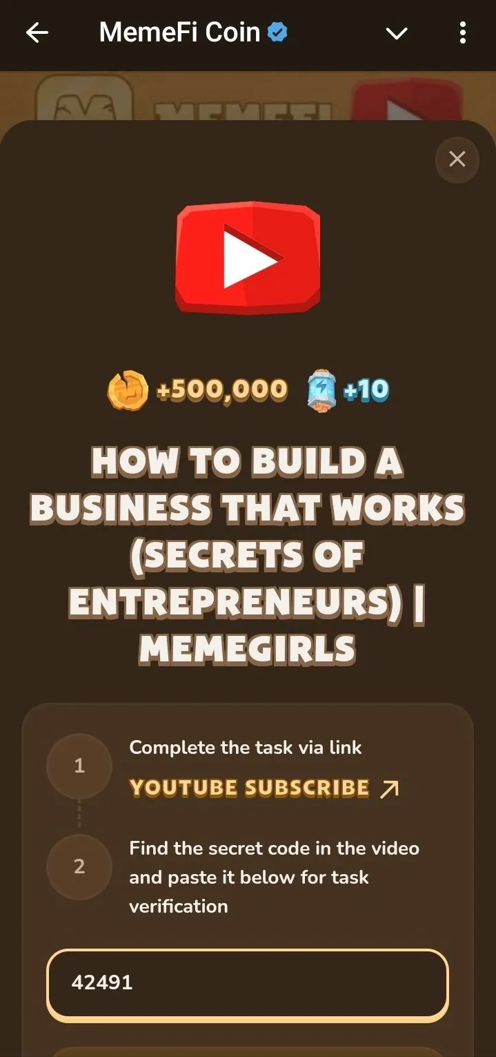Kode Youtube MemeFi 19 Oktober: How to Build a Business that Works